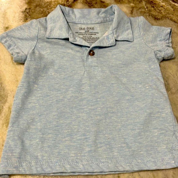 okie dokie | Shirts & Tops | Light Blue Collar Shirt With Brown Button ...
